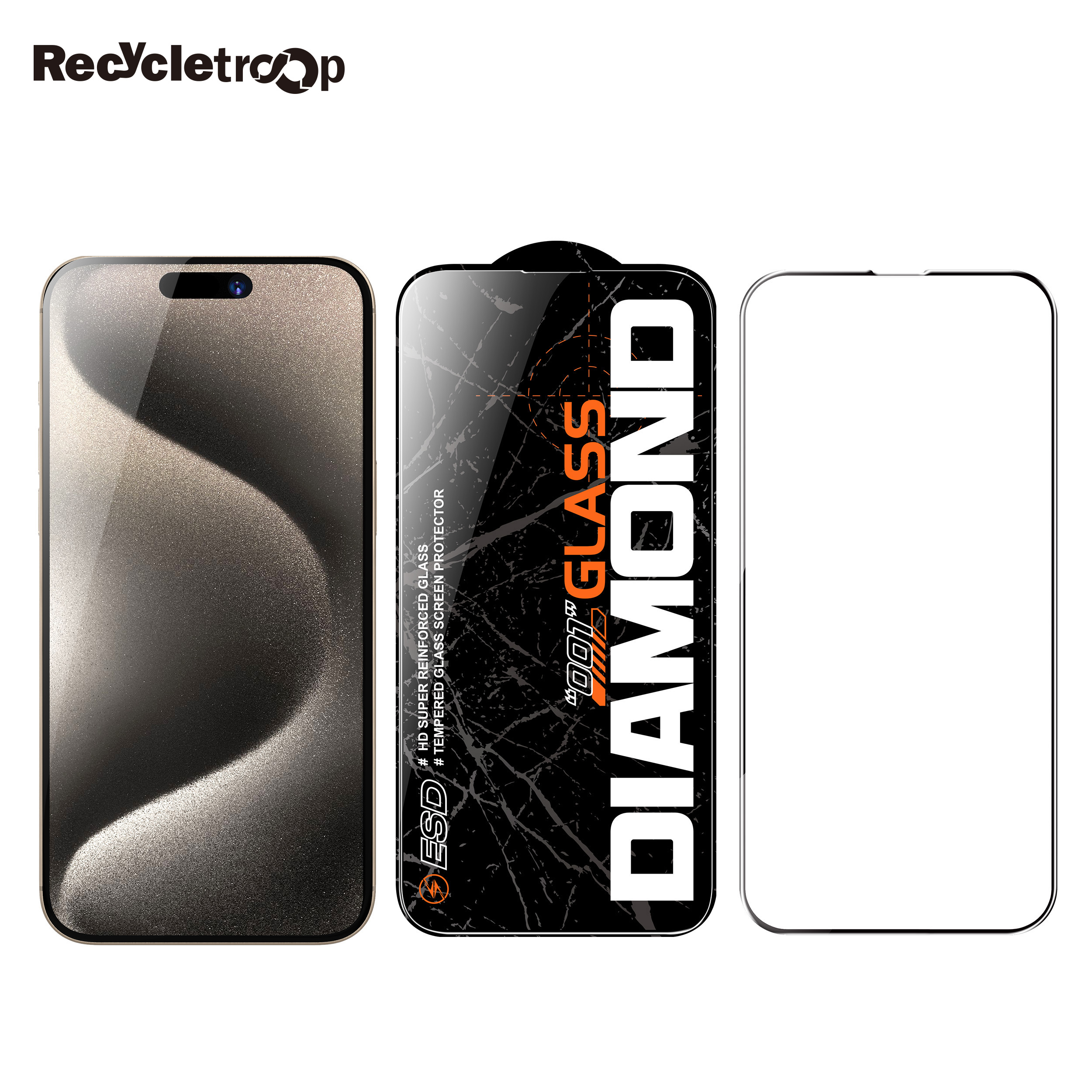 Tempered Glass – HD Diamond Glass - iPhone 15 Pro |Recycletroop Sweden